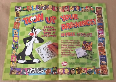 Looney Tunes 1997 print ad art 1990s promo cartoon network Post cereal ...