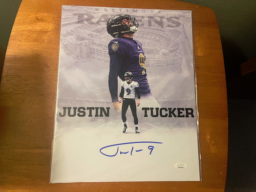Baltimore Ravens JUSTIN TUCKER Autographed 11x14 Signed Photo JSA Blue ...