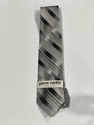 Mens Pierre Cardin Silver Stripe Pattern Tie Pure Silk Hand Made NEW | eBay