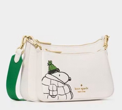 Kate Spade Peanuts Snoopy Duet Small Leather Crossbody Bag Cream/Multi ...
