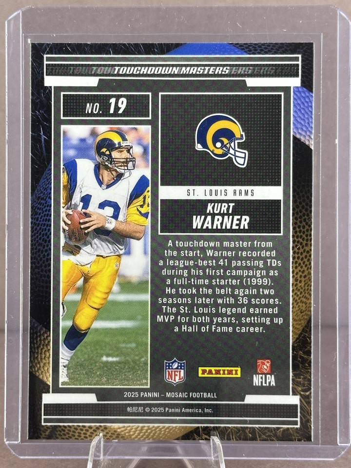 2025 Panini Mosaic #19 Kurt Warner Touchdown Masters St. Louis Rams | eBay