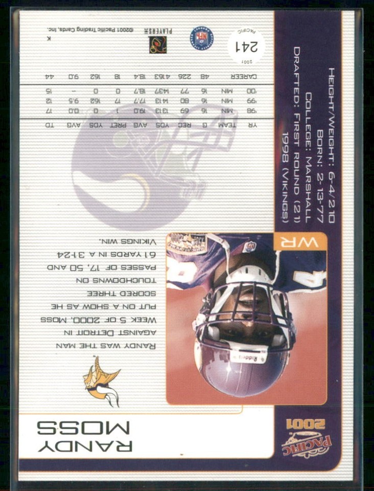 2001 Pacific - Randy Moss #241 | eBay