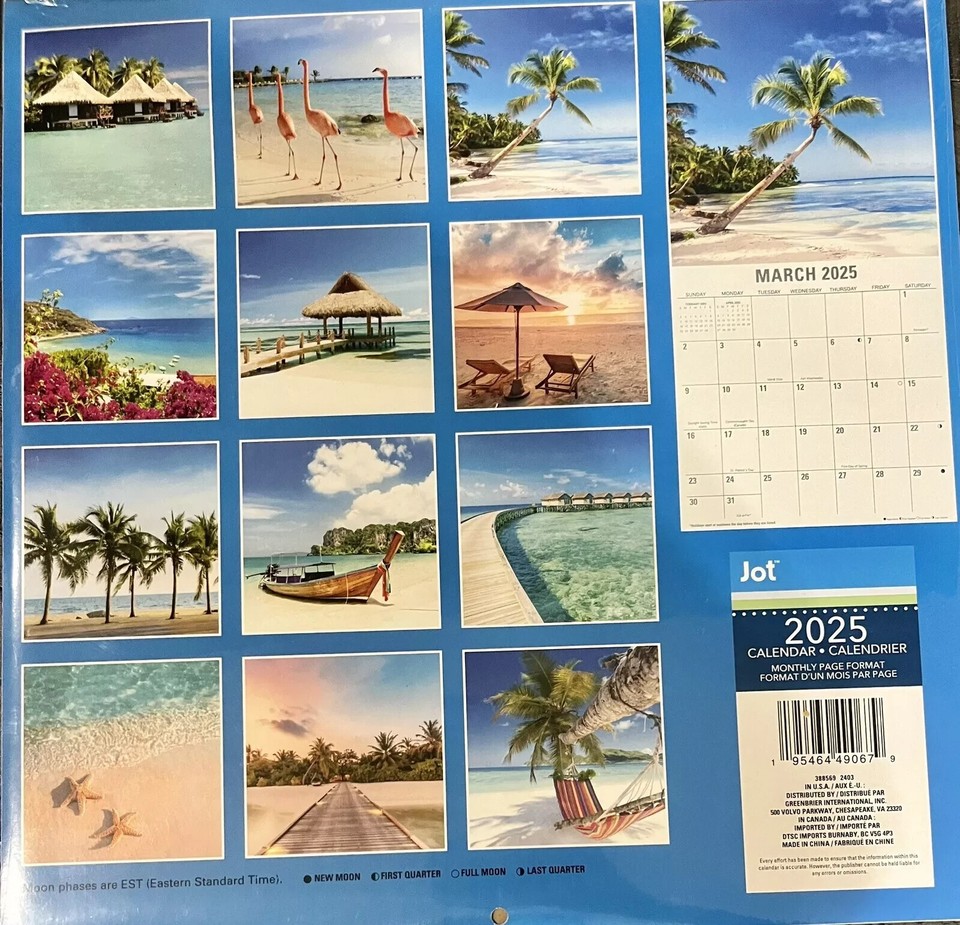 2025 Calendar TROPICAL BEACHES & SUNSETS 2 Pack Hanging Wall Calendars ...