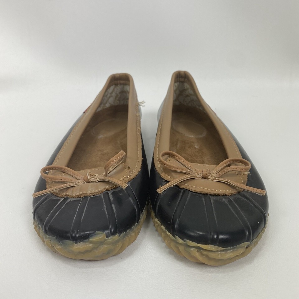 Chooka Duck Skimmer Waterproof Rain Flats Shoes Sz 8 Rubber Black Bow ...