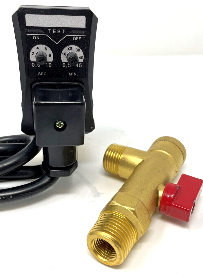 Air Compressor Tank Drain Kit Timed Electric Auto drain Strainer Ball ...