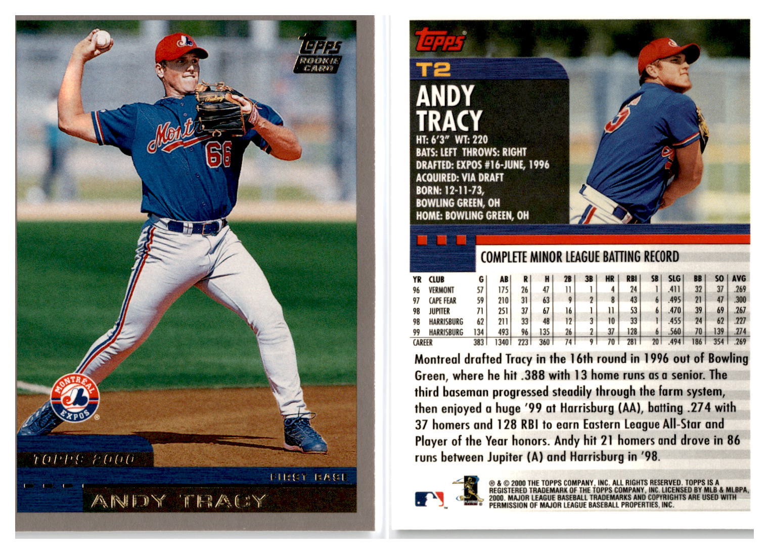 2000 Topps Traded & Rookies #T2 Andy Tracy RC - Montreal Expos | eBay