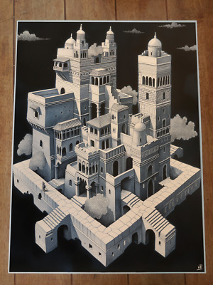 MC Escher Style Castle Op Art Poster 18x24in | eBay