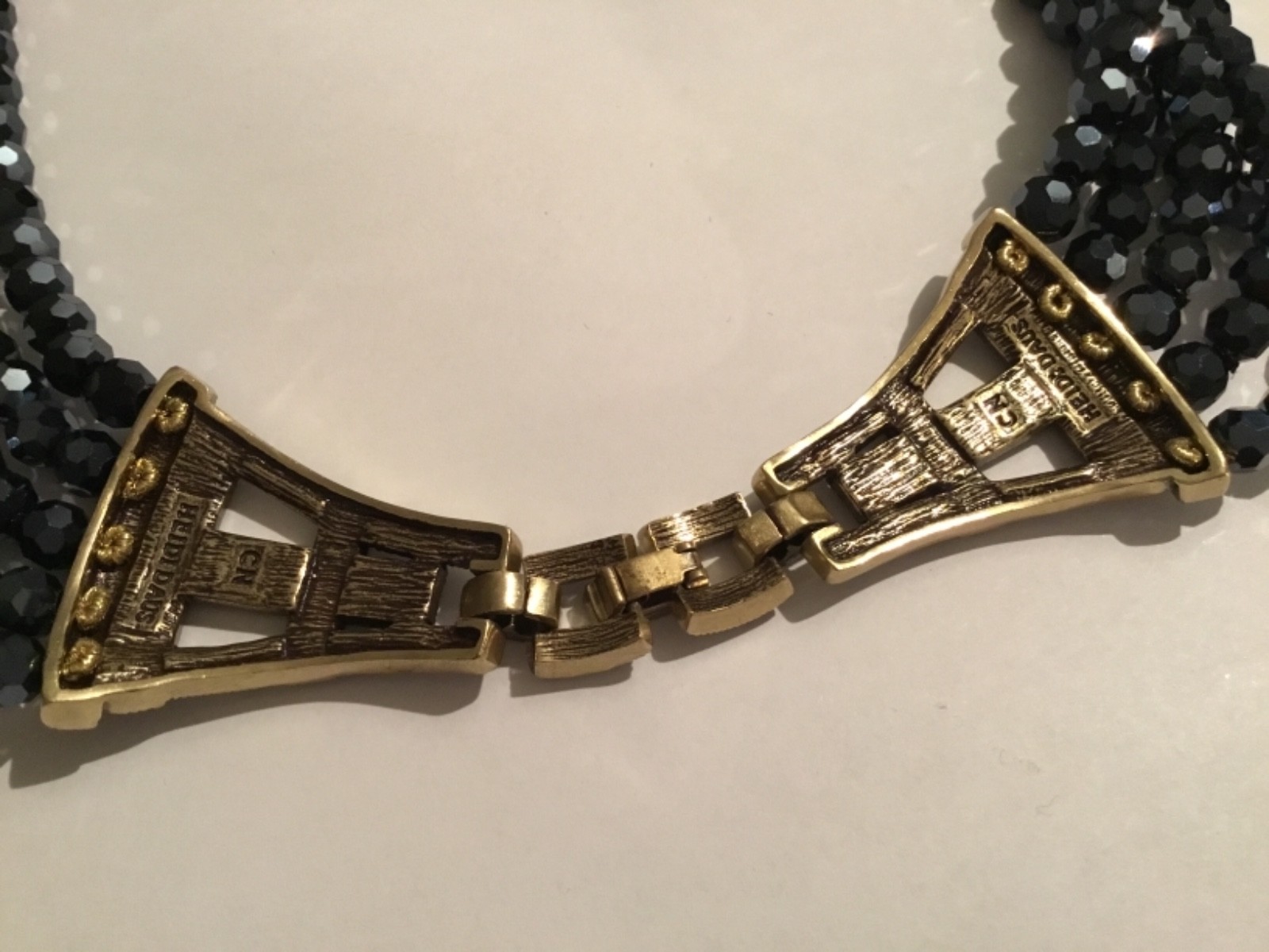 HEIDI DAUS SMOKEY & AMYTHIS CRYSTAL FIVE STRAND ART DECO NECKLACE NO ...