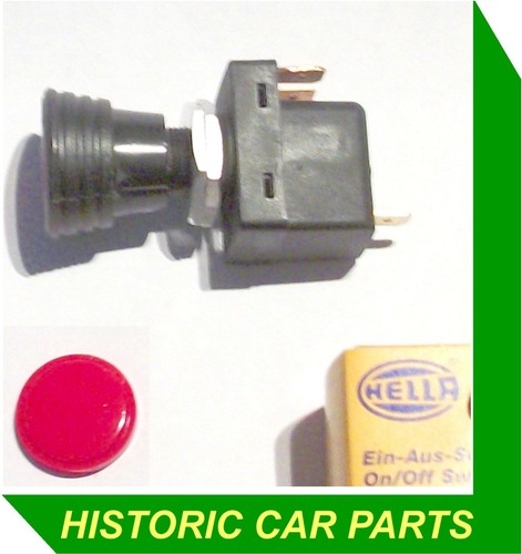 Hella PUSH PULL SWITCH 30mm 12v 10amp Spade terms Illuminating RED ...