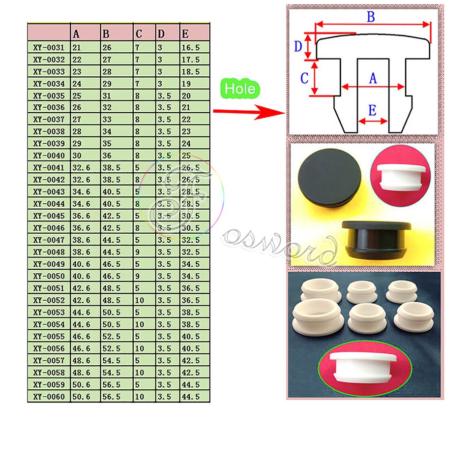 Black Silicone Rubber Hole Plugs Snap-on Locking Blanking End Caps Seal ...