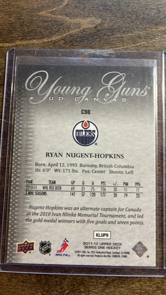 2011-12 Upper Deck Canvas Young Guns C98 Ryan Nugent-Hopkins | eBay