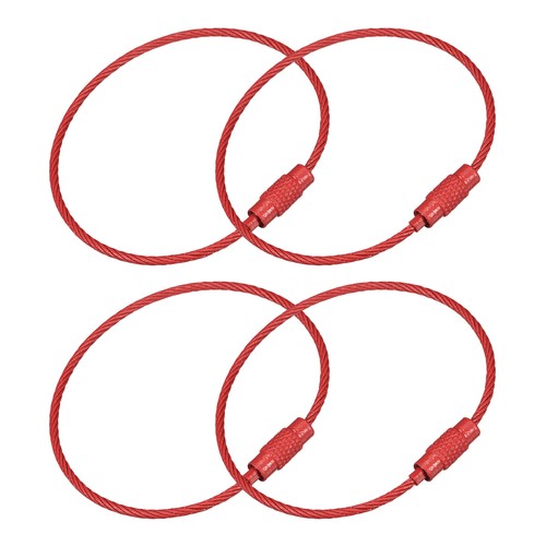4Pcs Wire Keychain Carbon Steel Loops Tag Cable Rings for Hanging ID ...