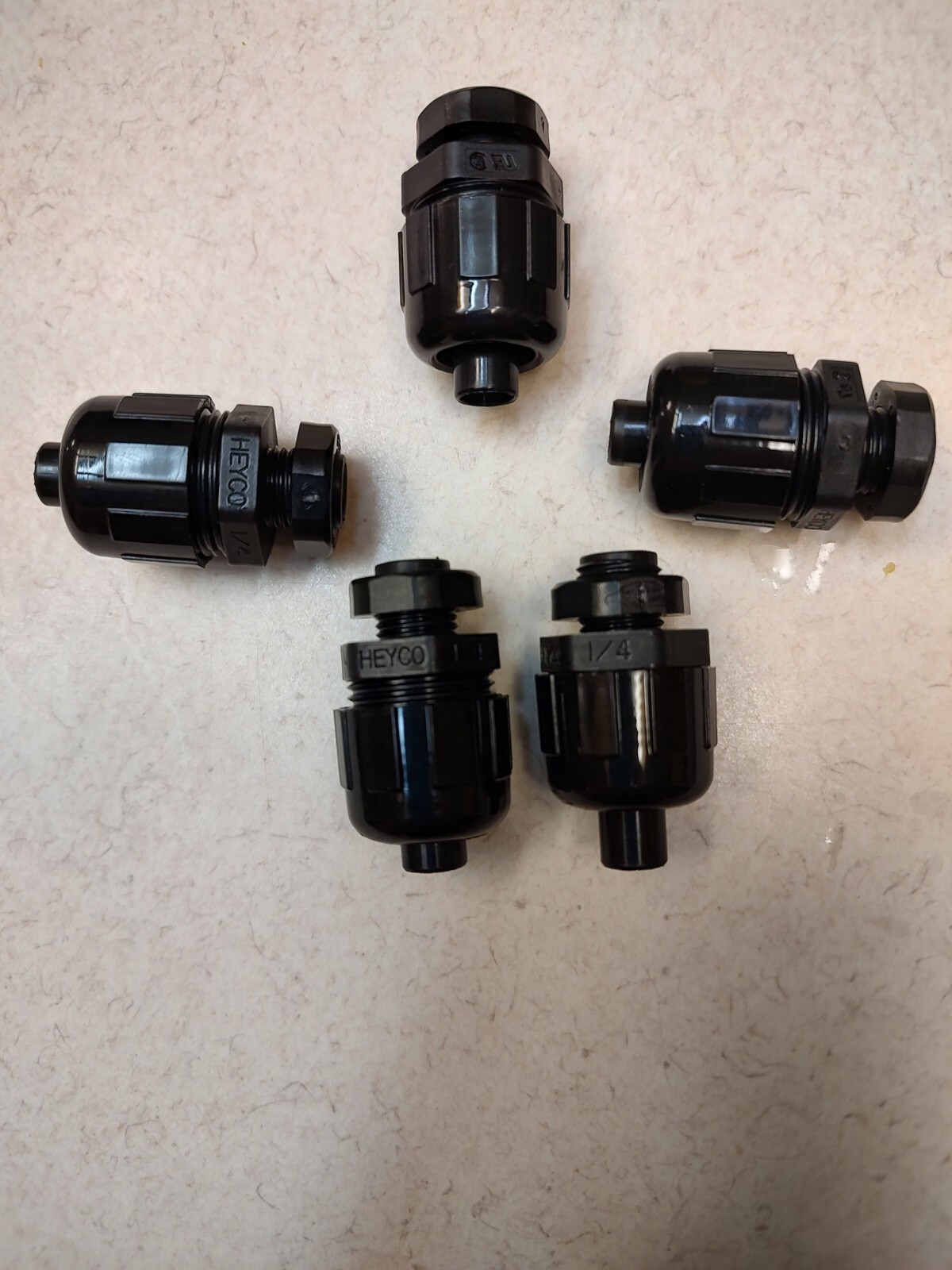 8398 - Heyco HFC 1/4-PG-7 Black W/3165 Nut Tight 1/4" Conduit Fittings ...