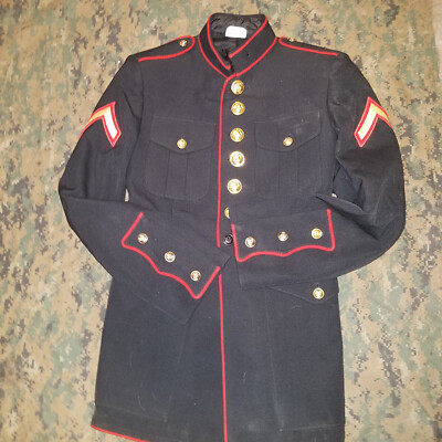 USMC Dress Blue Uniform Blouse Coat 35XS Short Private First Class ...