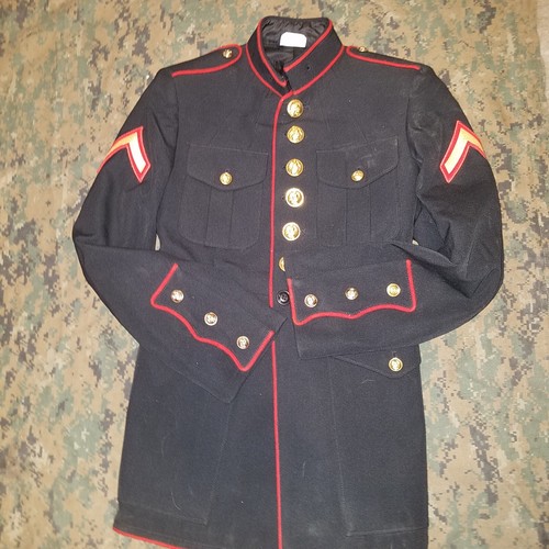 USMC Dress Blue Uniform Blouse Coat 35XS Short Private First Class ...