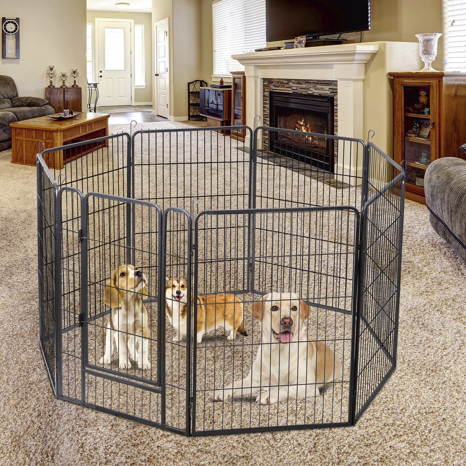 Dog Playpen Indoor Outdoor, 8 Panels Dog Pen 40" Dog Fence Exercise Pen ...