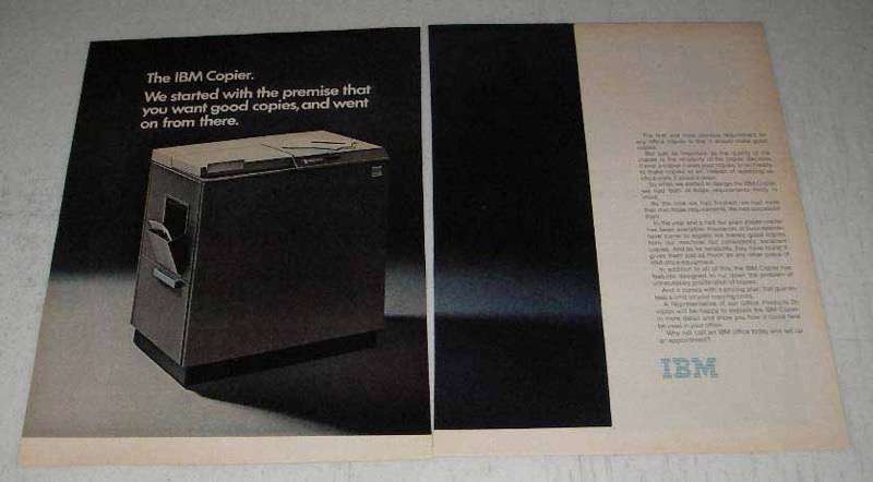 1971 IBM Copiers Ad - Premise That You Want Good Copies | eBay