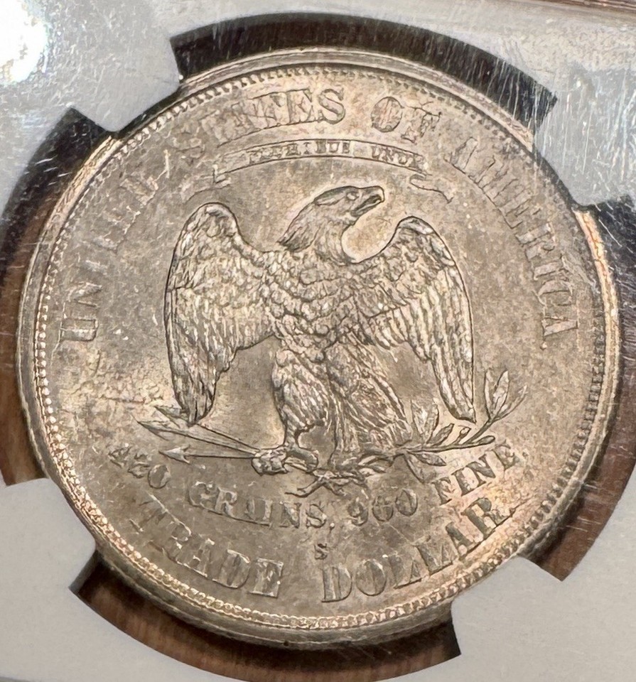 1875 S US TRADE DOLLAR COIN NGC AU 58 GORGEOUS FLASHY ORIGINAL COIN! | eBay