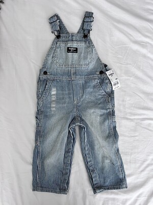 NWT Toddler OSHKOSH Striped Vestbak Overalls Train Size 18 M~Railroad ...
