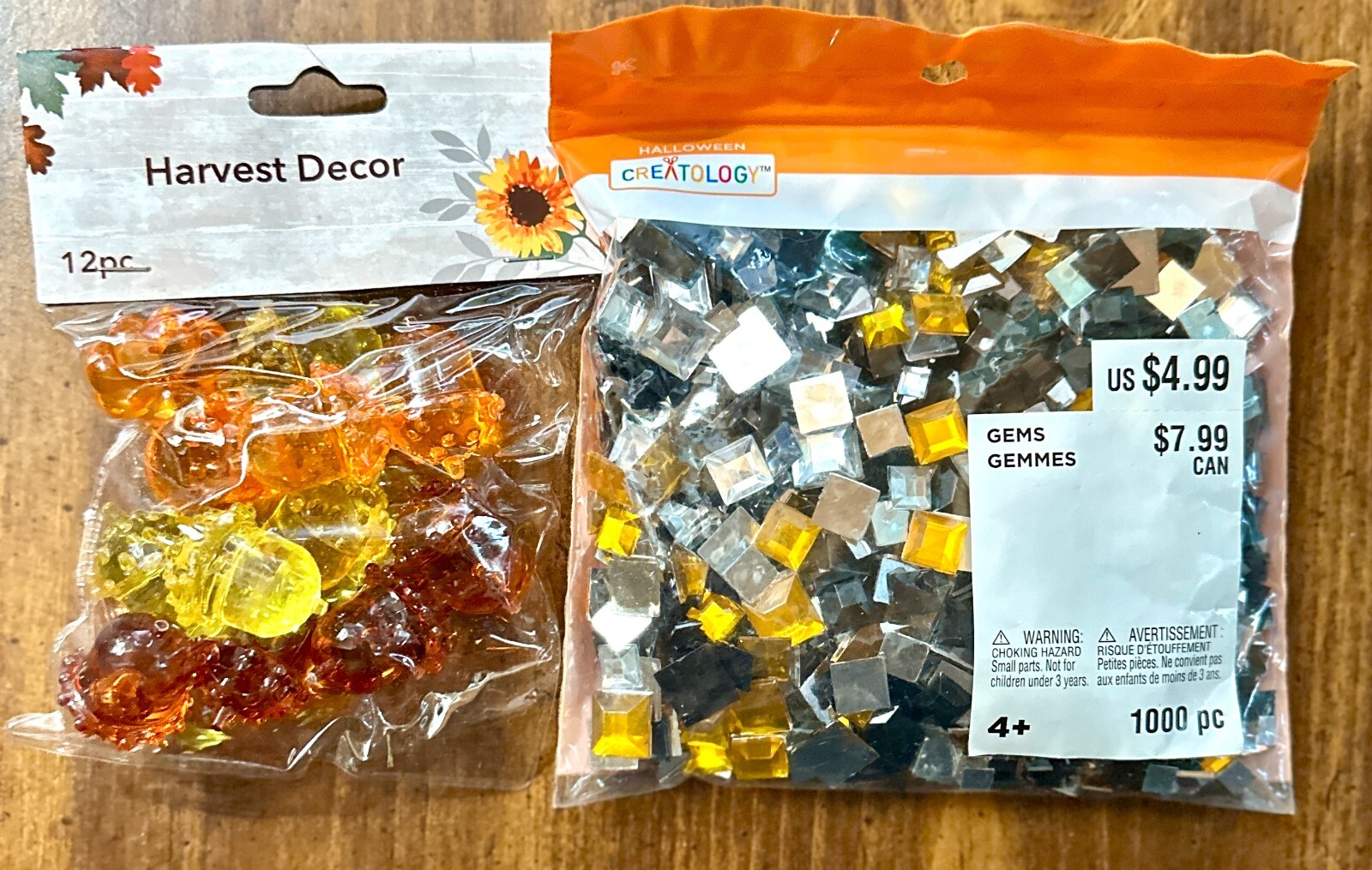 Plastic Acorns & Glass Gems Thanksgiving Decor Halloween Crafts NEW ...