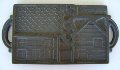 Vintage CAST IRON MOLD The Gingerbread House 1985 JOHN WRIGHT 13.5" X 7 ...