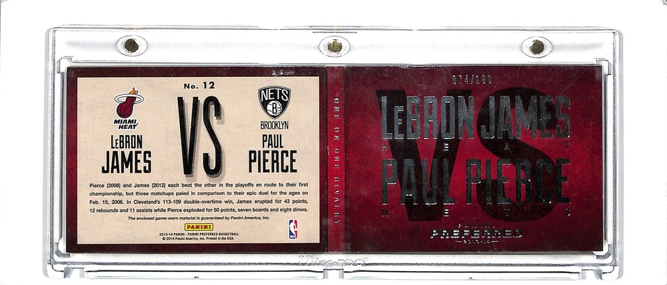 2013-14 Preferred Lebron James Paul Pierce One On One Rivalry Dual ...
