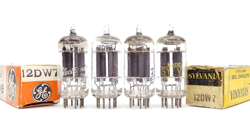 4 Strong Testing Vintage Sylvania Made 12DW7/7247 Vacuum Tubes ...