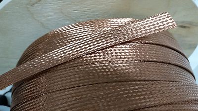 225 FEET 5/8" BRAIDED GROUND STRAP GROUNDING BARE PURE COPPER FLAT ...