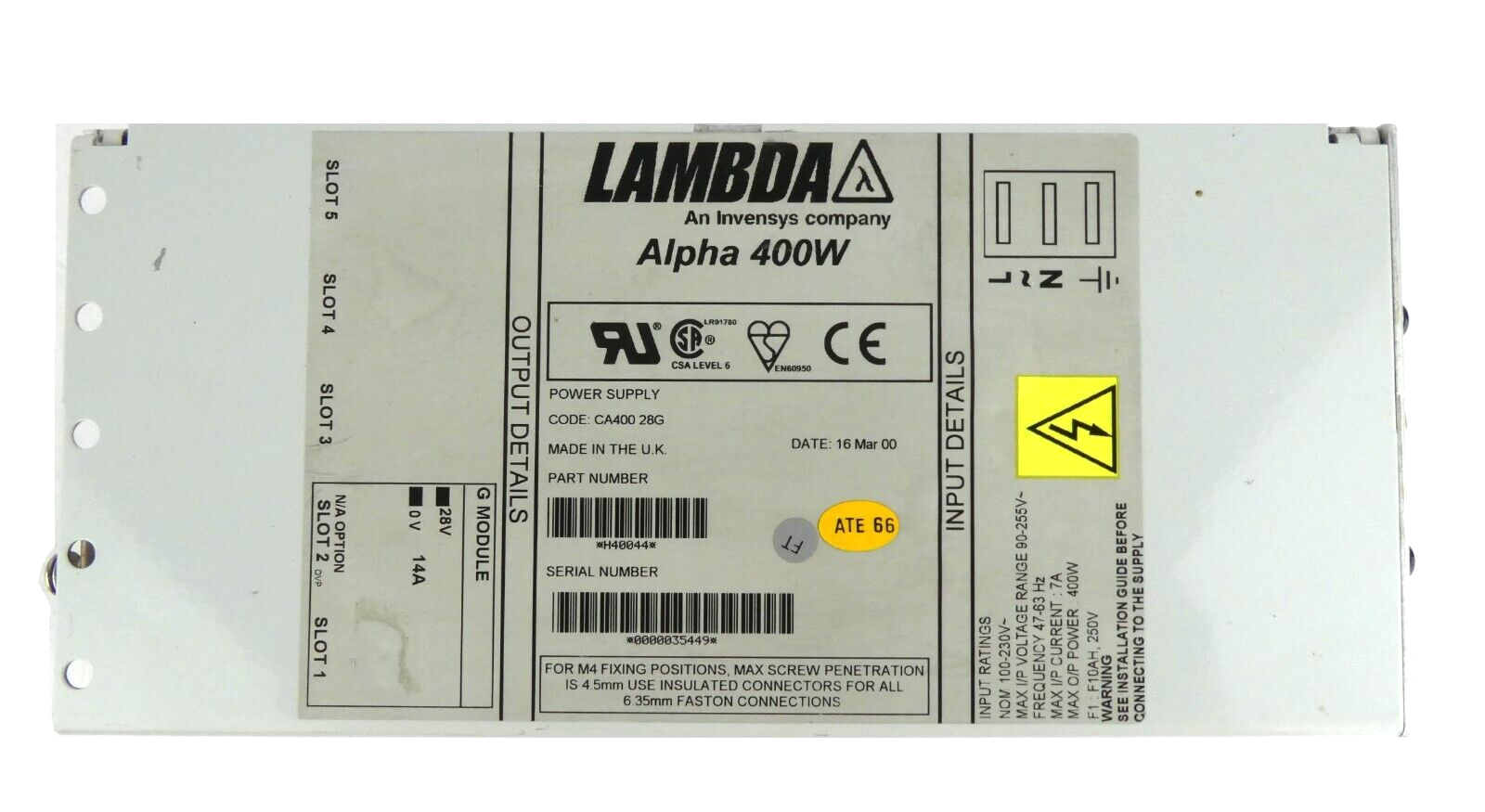 Lambda H40044 Power Supply Alpha 400W CA400 28G Working Surplus | eBay