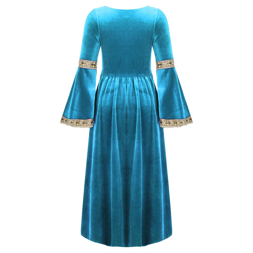 Kids Girls Costume Stage Robe Holiday Dresses Fairy Dress Up High Waist ...