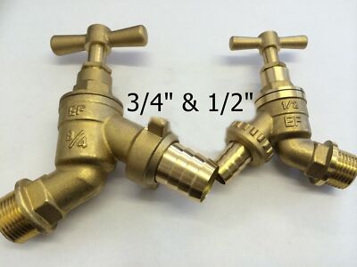 1/2" or 3/4" Brass Outdoor Garden Tap / Hose Union / Bib Tap / Bibcock ...