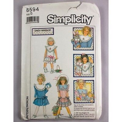 Vintage Simplicity Daisy Kingdom Pattern 8594 Child's Dress & Collars ...