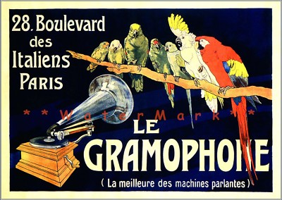 Le Gramophone Paris France Vintage Poster Print Retro Style Music ...
