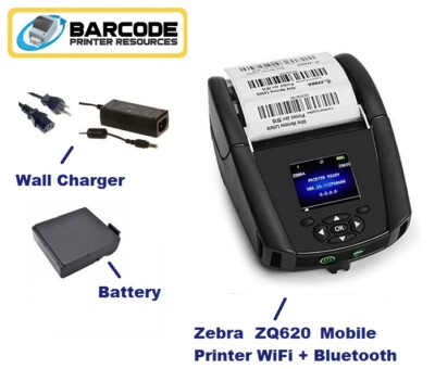 Zebra ZQ620 Barcode Printer, WiFi, Bluetooth w/ Battery, Charger, Belt ...