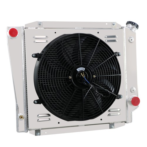 4 Rows Aluminum Radiator Shroud Fan Fits 1966-1977 FORD BRONCO 289 302 ...