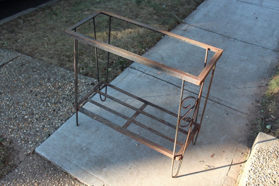 Antique Art Deco Wrought Iron Fish Tank Stand #2 Garden Architectural ...