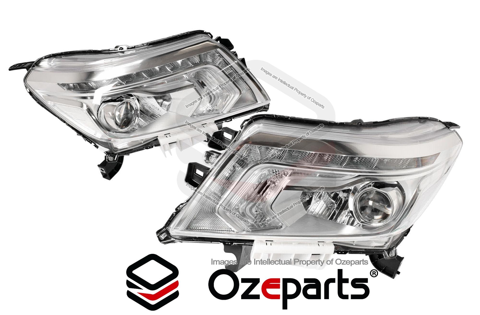 Pair LH+RH Head Light Lamp LED Chrome For Nissan Navara NP300 D23 2015 ...