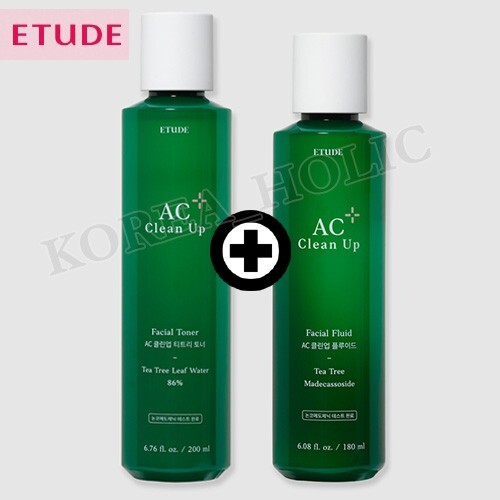 ETUDE HOUSE AC Clean Up Tea Tree Facial Toner 200ml + Fluid 180ml Set ...