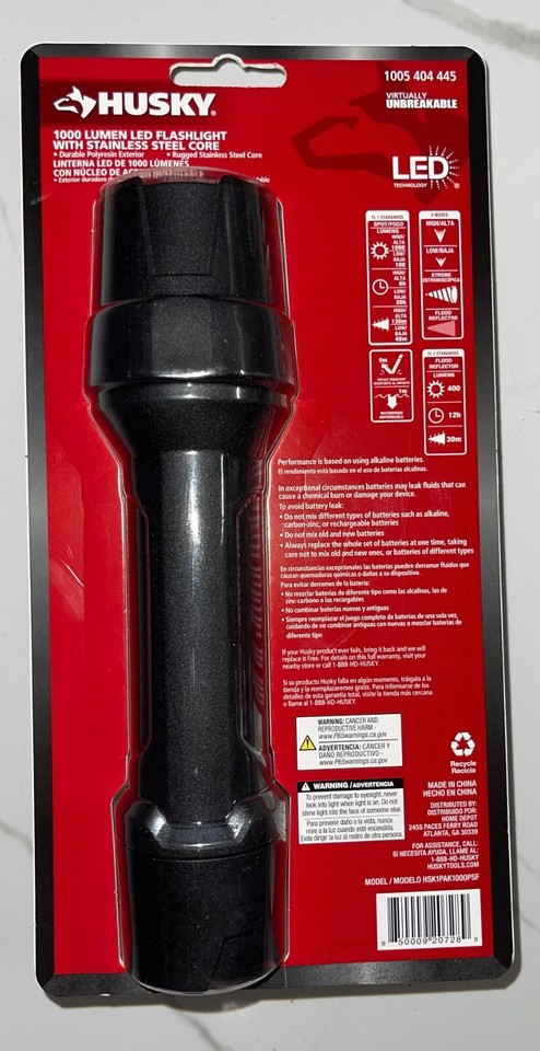 Husky 1000 lumen led flashlight with stainless steel core | eBay