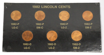 1982 Lincoln Cent Type Set 7 Coins Mint Sealed Carded Philadelphia ...