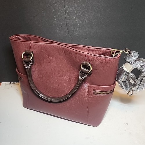 GH Bass & Co. Large Purse Tote Shoulder Bag Burgundy Inner Storage ...