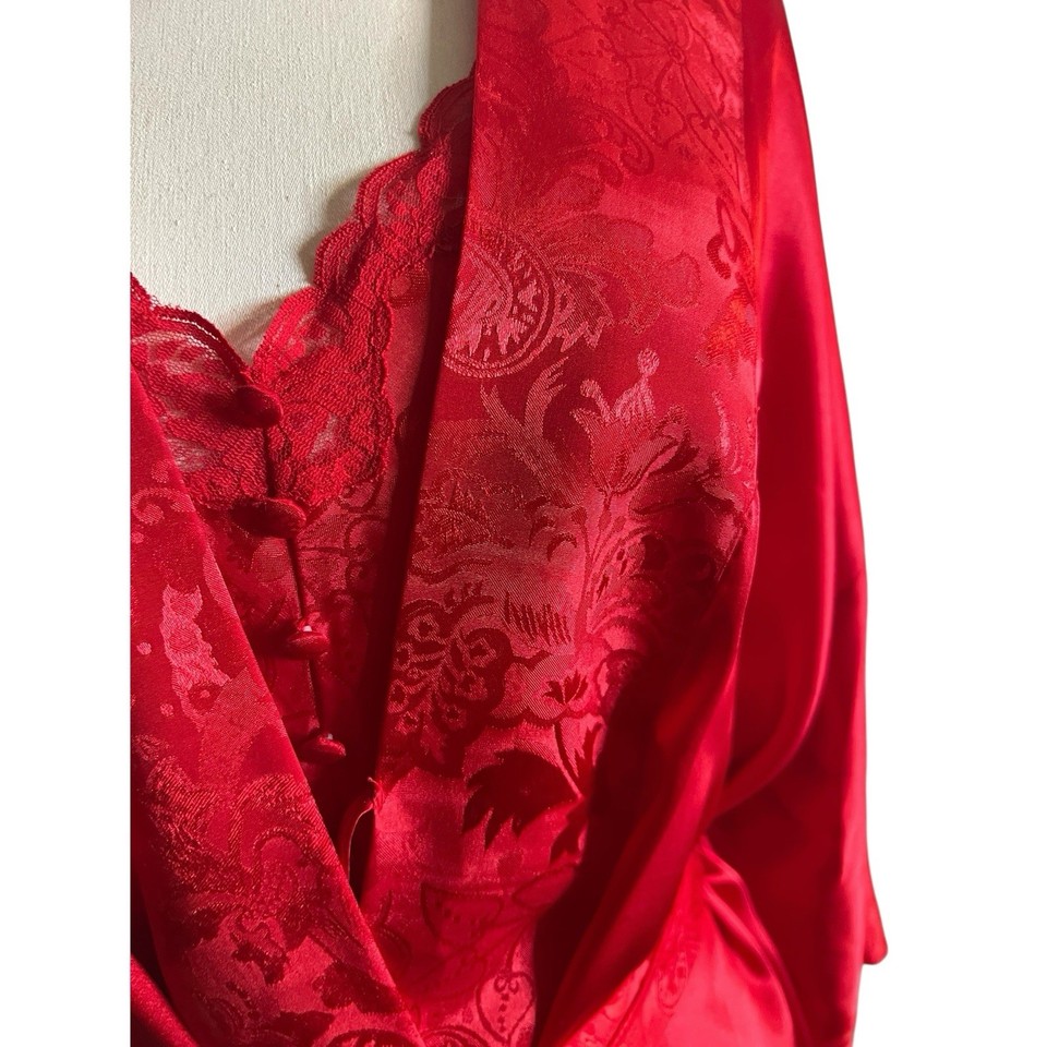 Vintage Victoria’s Secret Gold Label red floral damask satin & lace ...