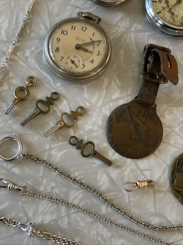 Huge Lot Of Vintage Antique Pocket Watch Fob Key Knife Case Railroad | eBay