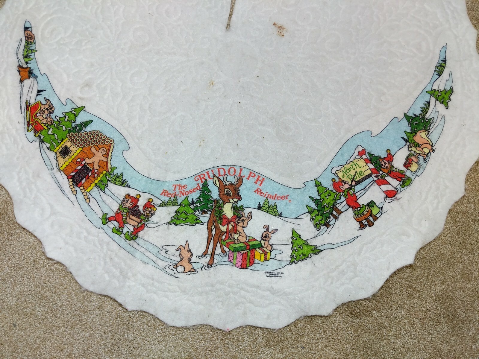 Robert May Rudolph The Red Nosed Reindeer Christmas Tree Skirt Applause ...