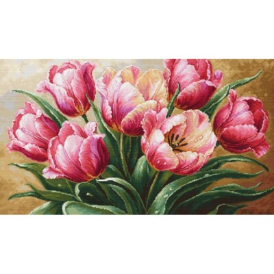 Gobelin kit Tapestry embroidery Kit Tulips DIY Unprinted canvas Luca-S ...