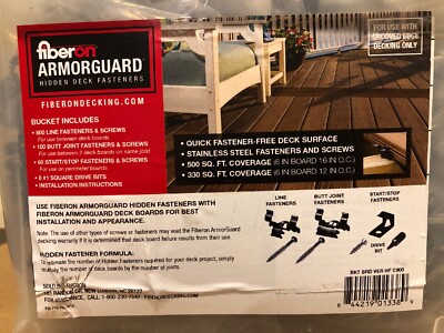 FIBERON Armorguard Hidden Deck Fasteners Stainless Steel, Line Butt ...