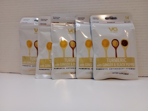 (6) Vita Globe Turmeric Ginger Black Pepper Gummies Antioxidant Gluten ...