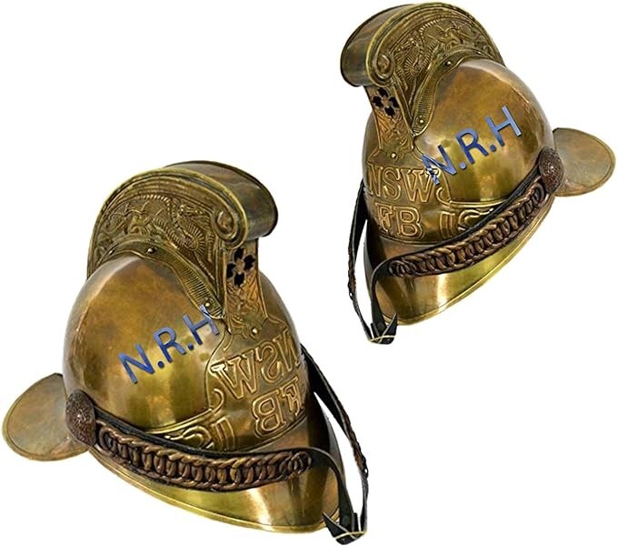 Medieval Fireman Helmet MFB Brass Antique Finish Fire Fighting Armor ...