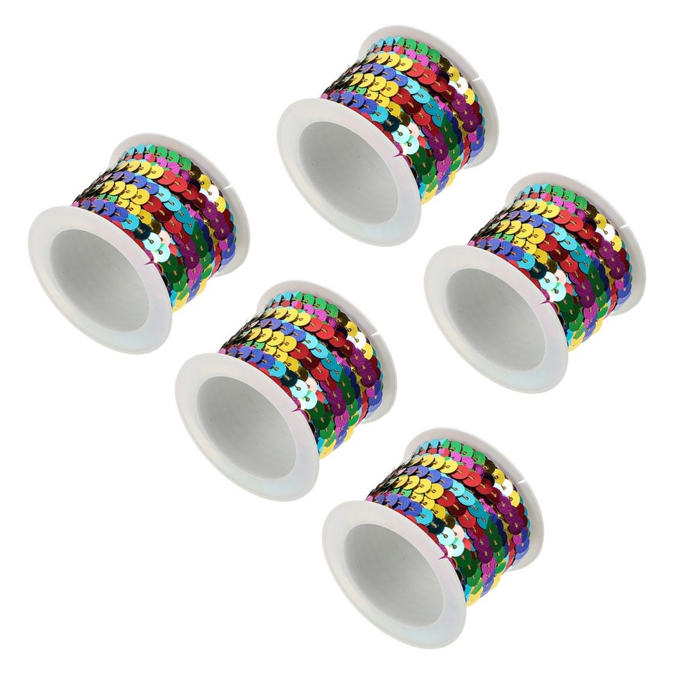 5 Rolls Sequins Trim Scrapbooking Sewing Craft Colorful Paillette ...