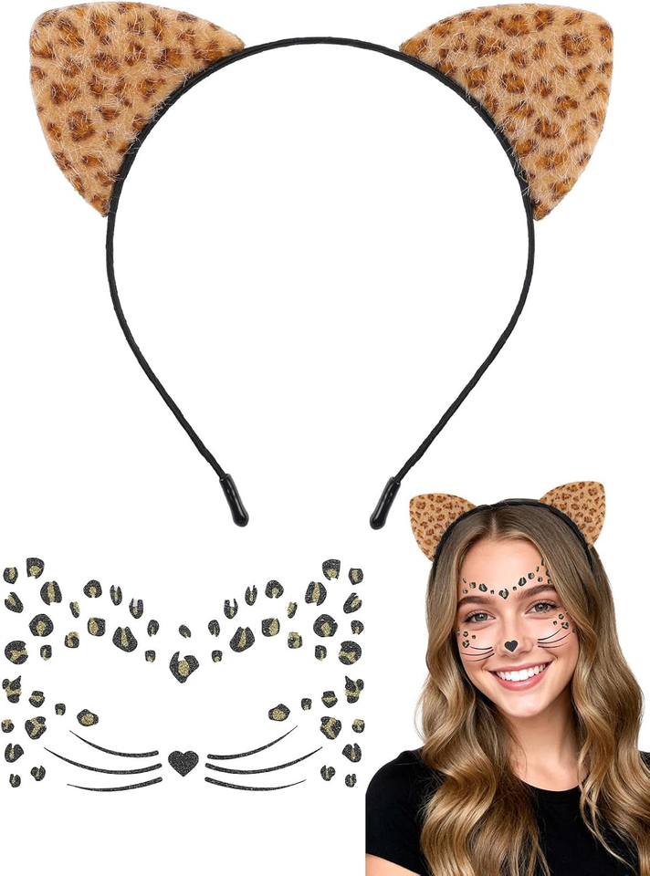 Cat Ears Headband Furry Black Kitty Ears for Girls & Women – Soft Plush ...